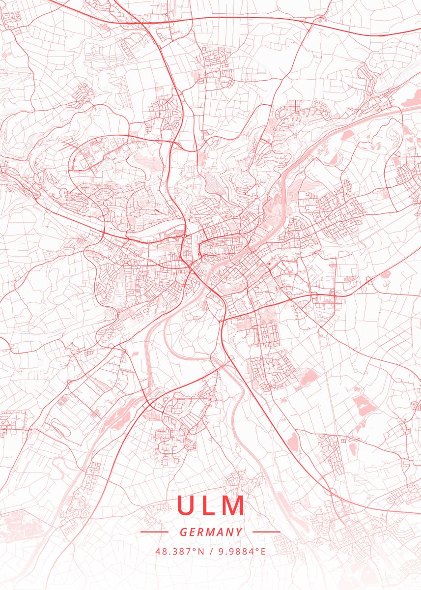 'Ulm Germany' Poster, picture, metal print, paint by Designer Map Art ...