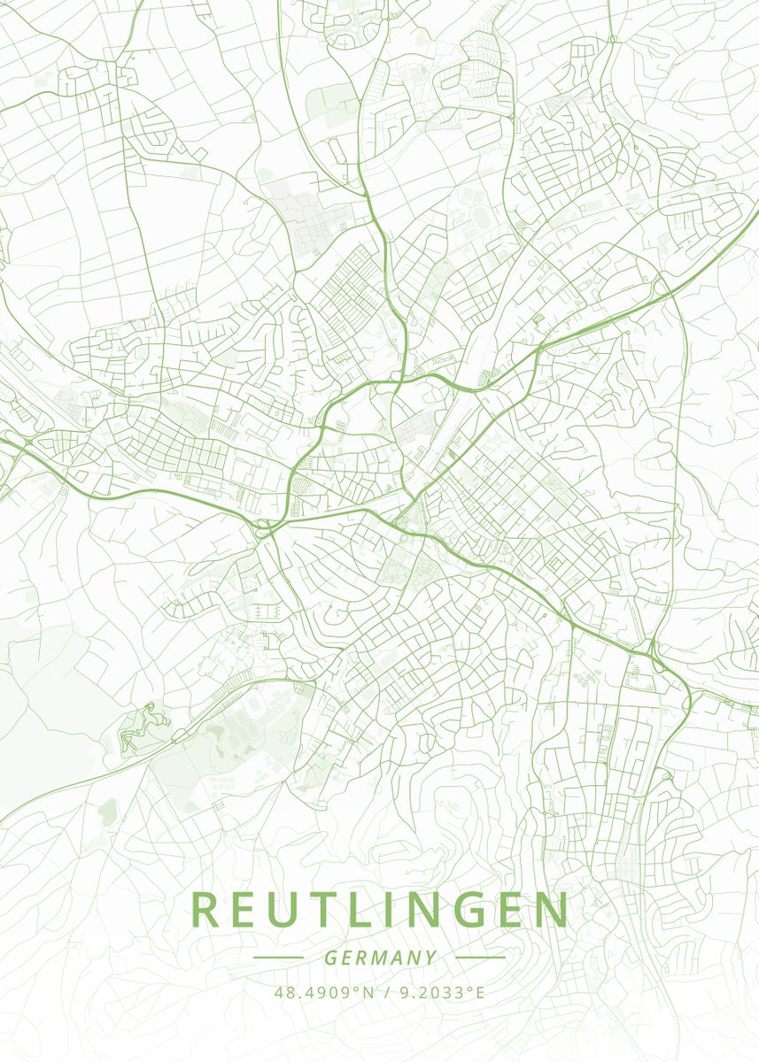 'Reutlingen Germany' Poster, picture, metal print, paint by Designer ...