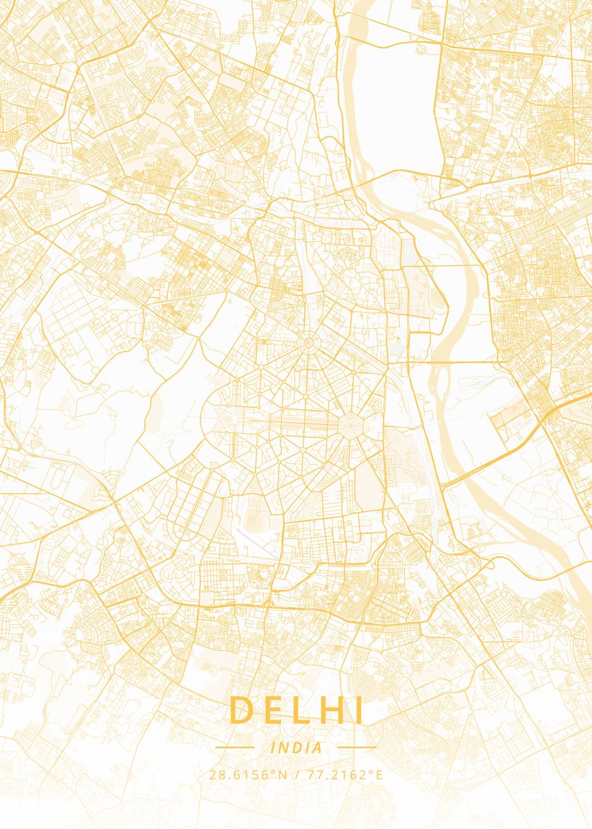'Delhi India' Poster, picture, metal print, paint by Designer Map Art ...