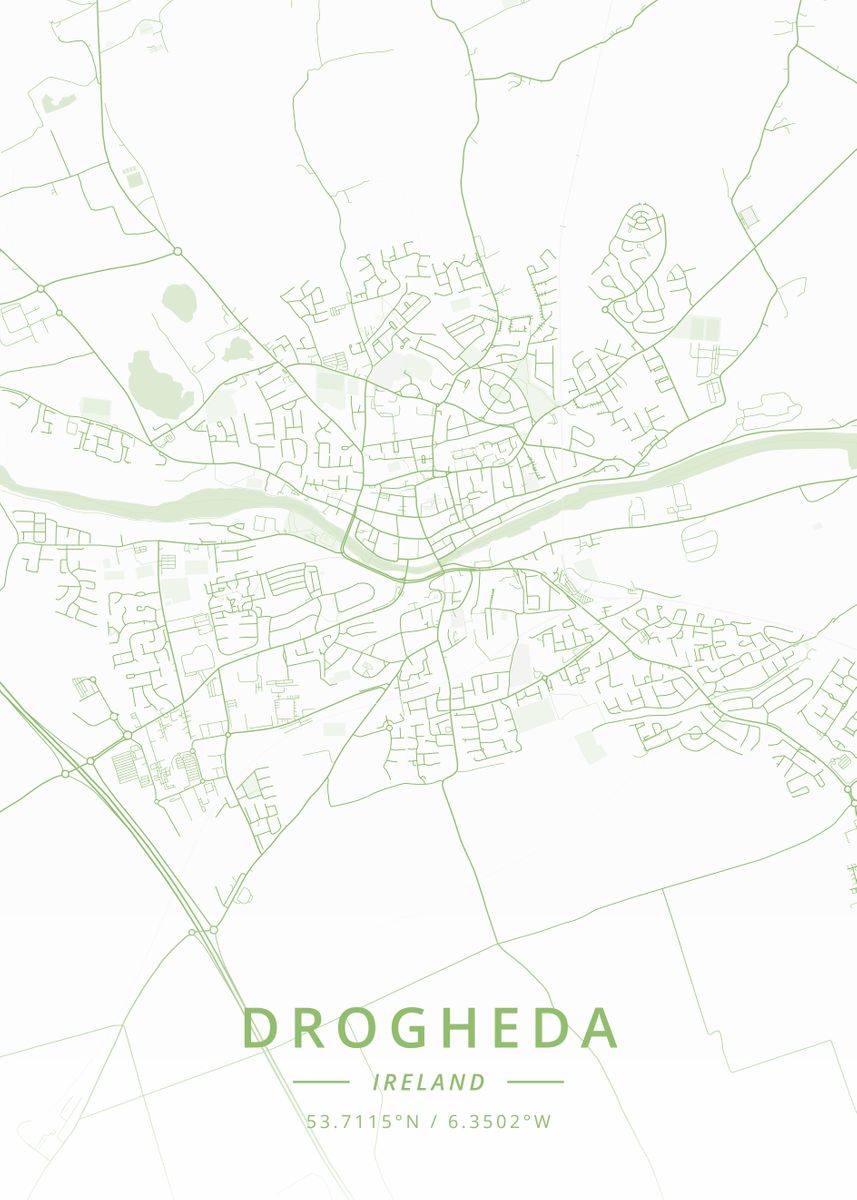 'Drogheda Ireland' Poster, picture, metal print, paint by Designer Map ...