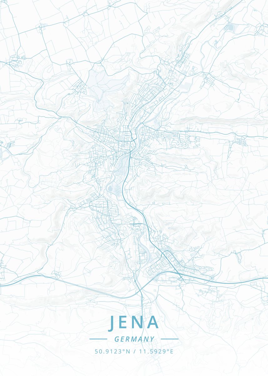 'Jena Germany' Poster, picture, metal print, paint by Designer Map Art ...