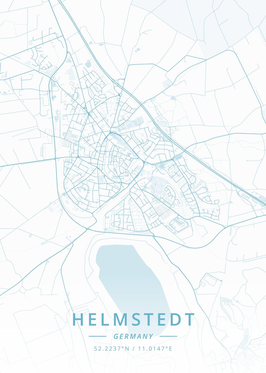 'Helmstedt Germany' Poster, picture, metal print, paint by Designer Map ...