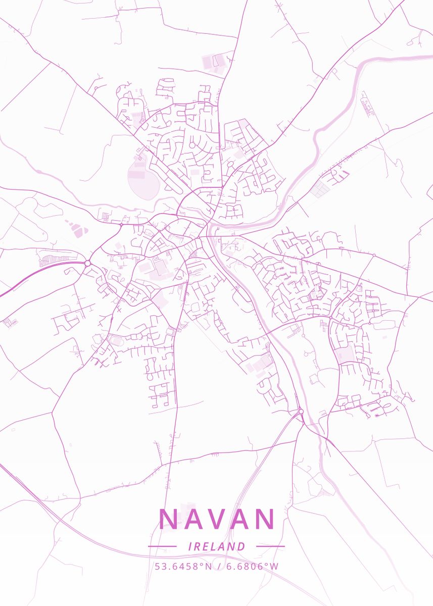 'Navan Ireland' Poster, picture, metal print, paint by Designer Map Art ...