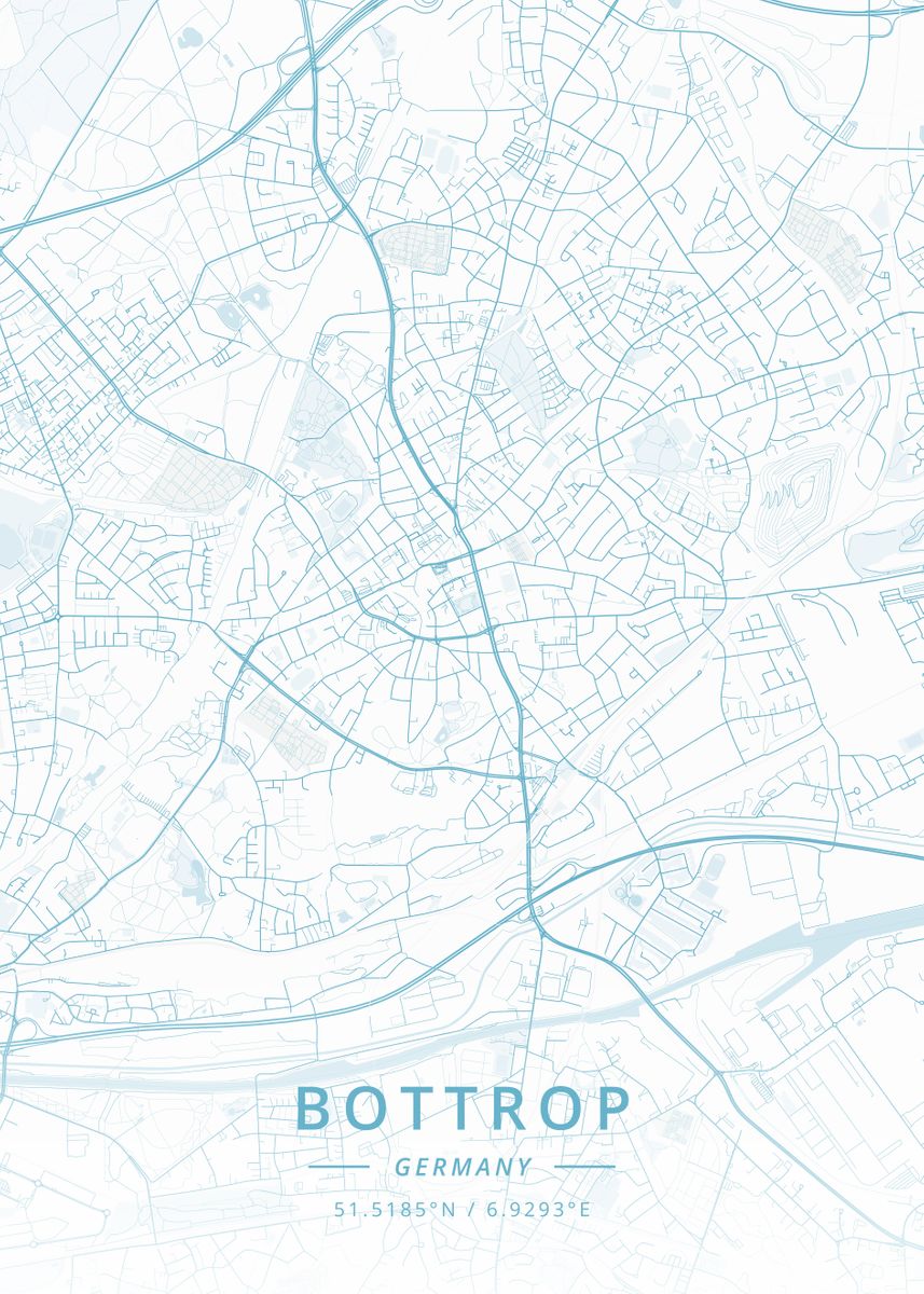 'Bottrop Germany' Poster, picture, metal print, paint by Designer Map ...