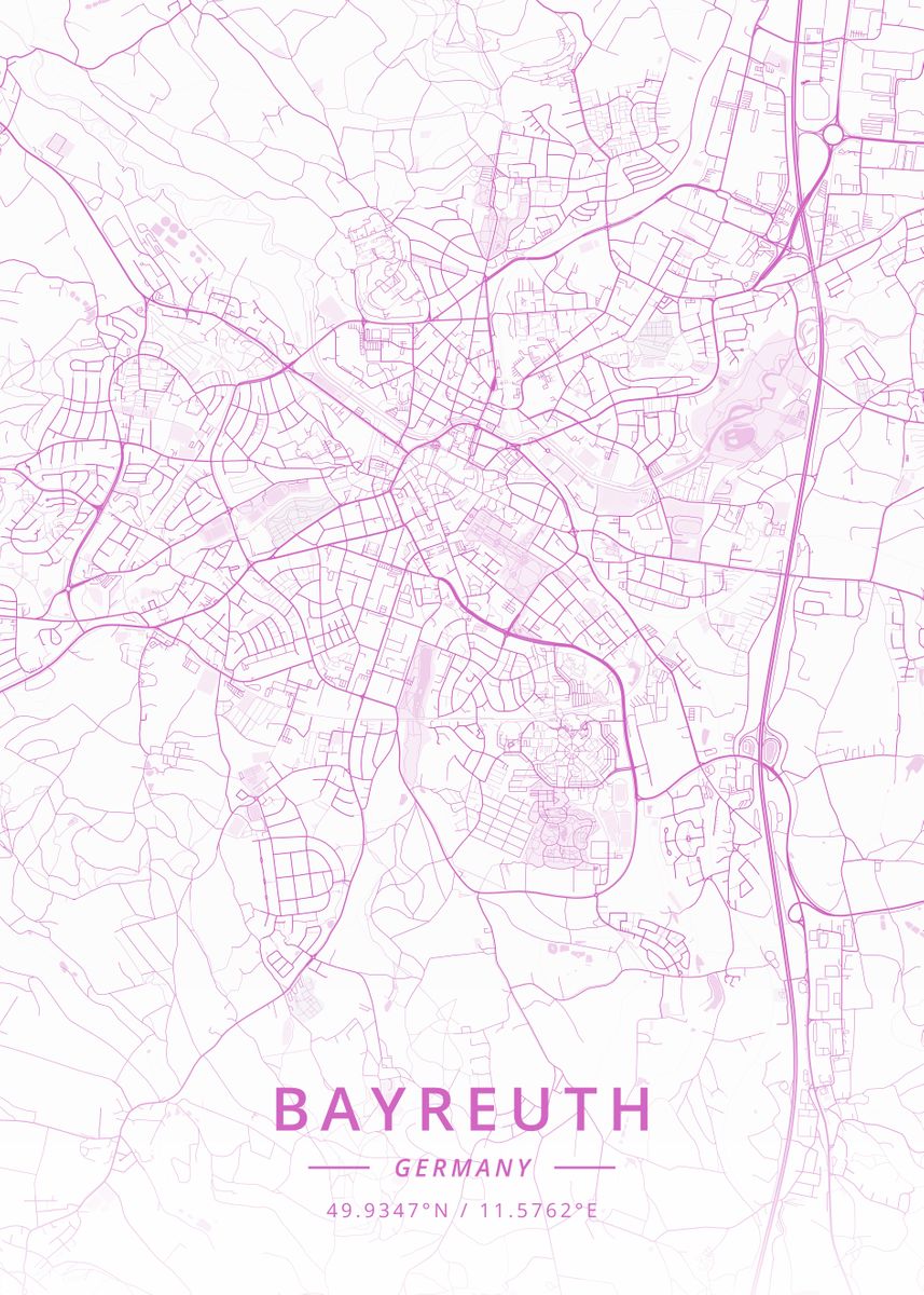 'Bayreuth Germany' Poster, picture, metal print, paint by Designer Map ...
