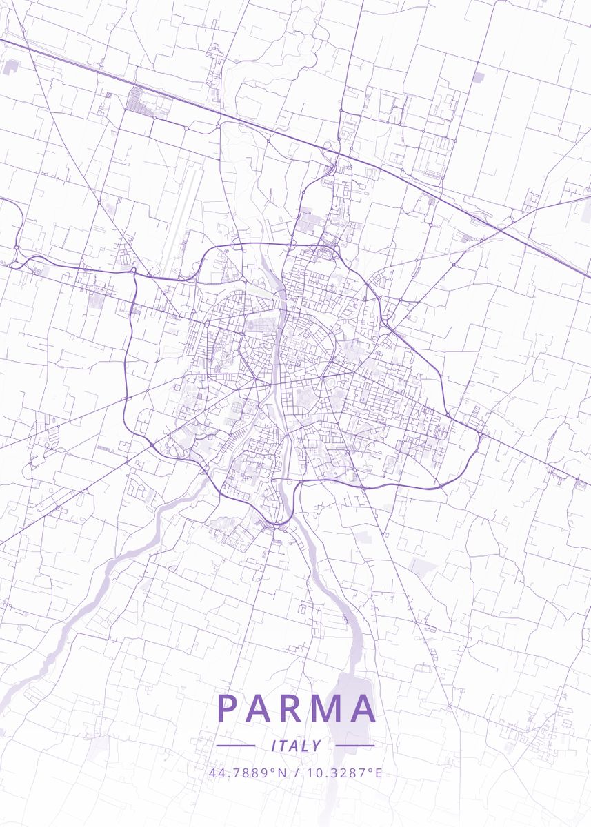 'Parma Italy' Poster, picture, metal print, paint by Designer Map Art ...