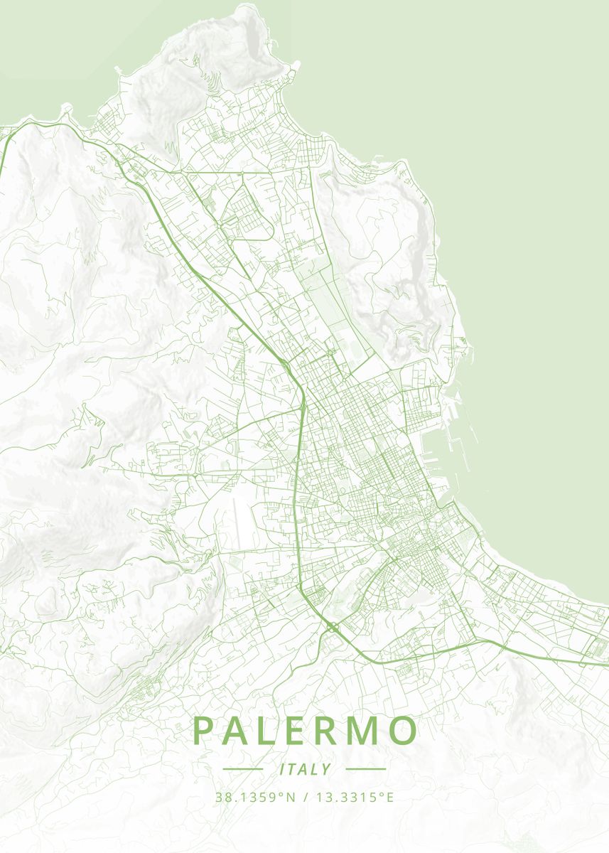 'Palermo Italy' Poster, picture, metal print, paint by Designer Map Art ...