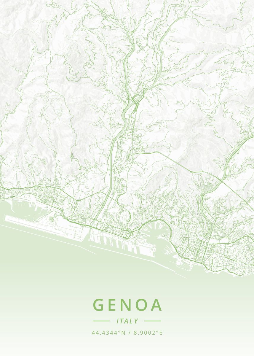 'Genoa Italy' Poster by Designer Map Art | Displate