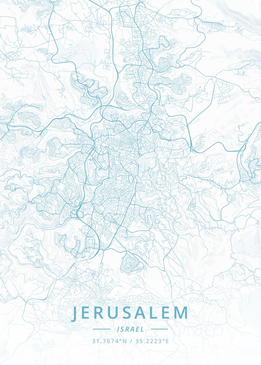 'Jerusalem Israel' Poster, picture, metal print, paint by Designer Map ...