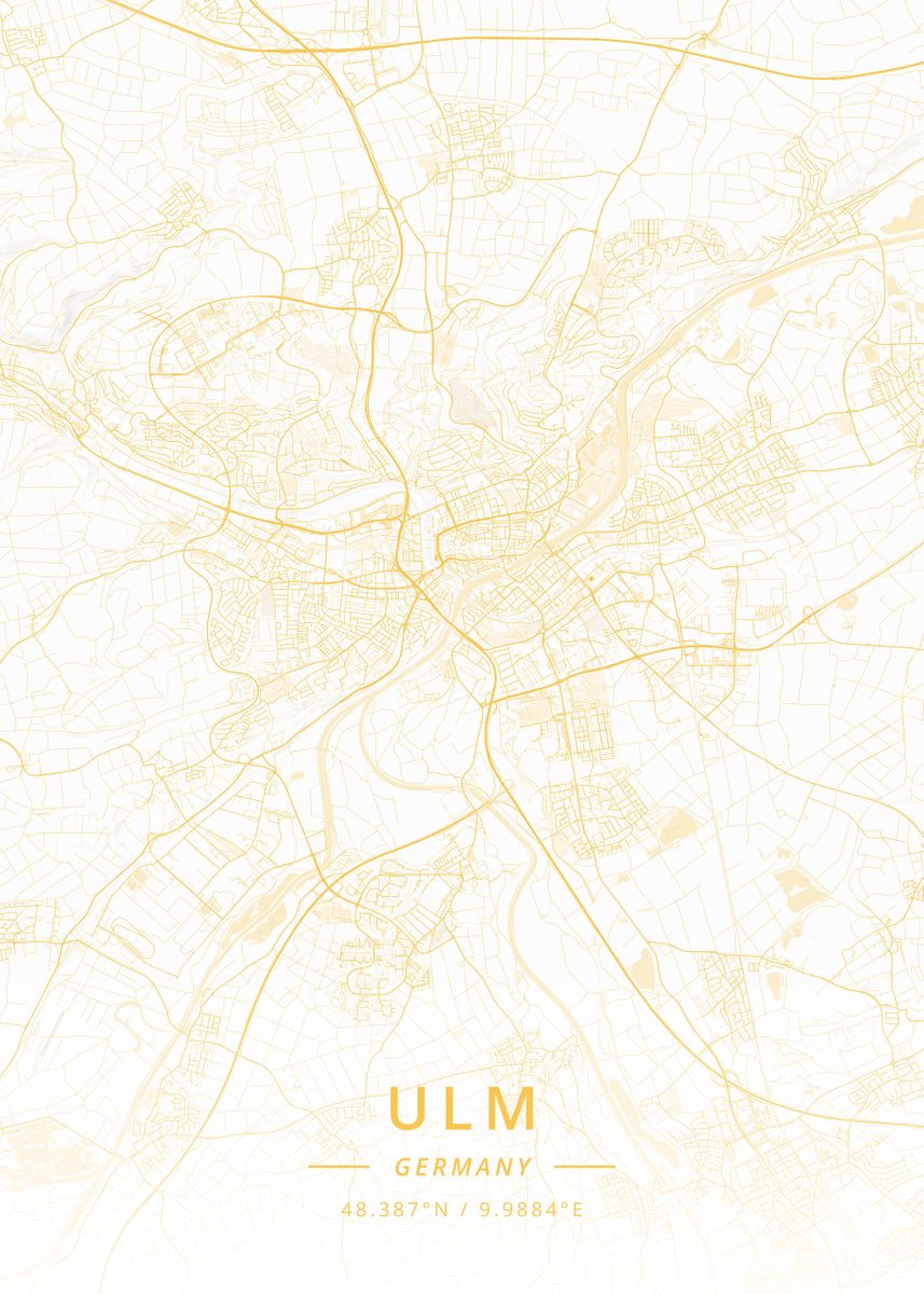 'Ulm Germany' Poster, picture, metal print, paint by Designer Map Art ...