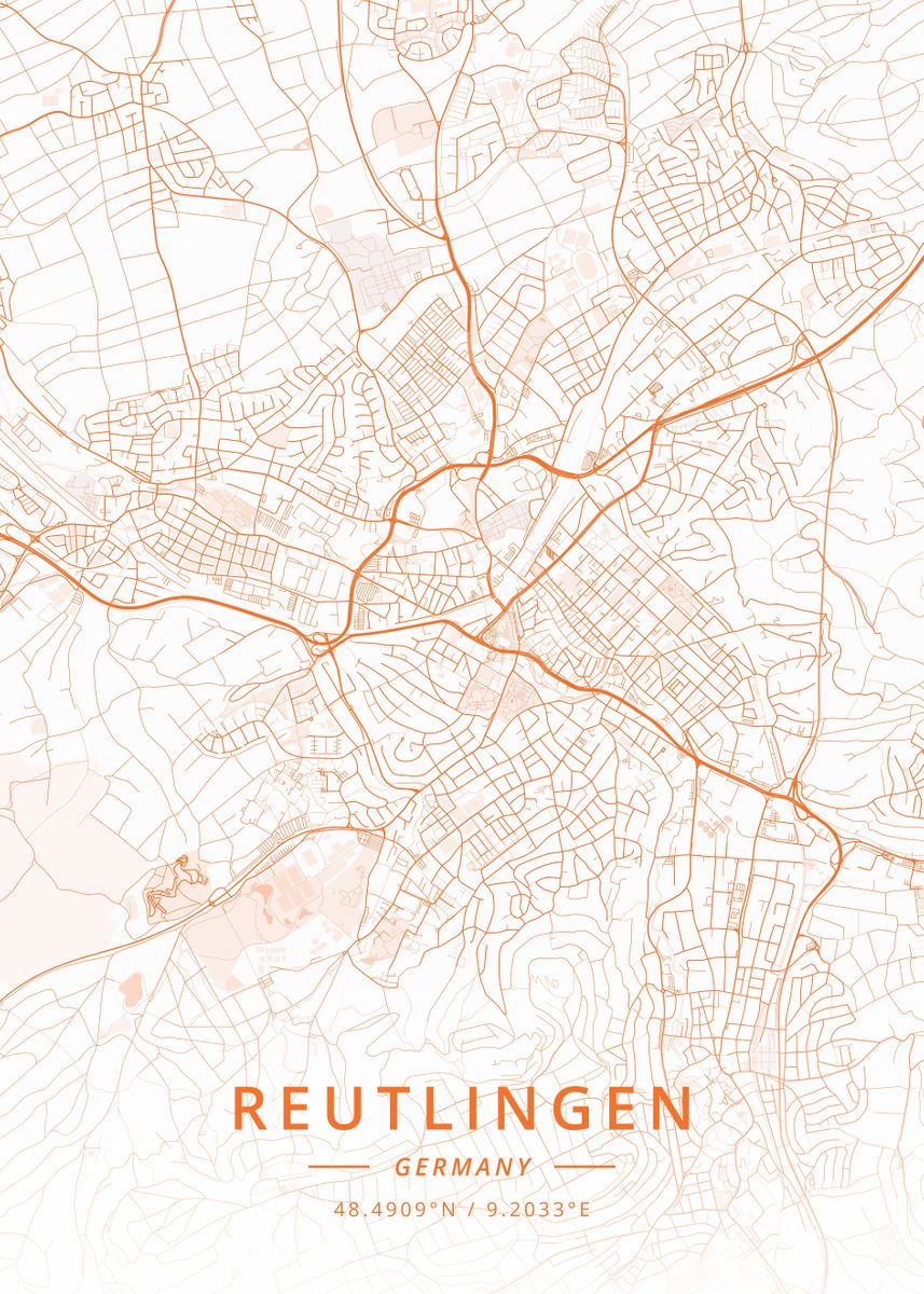 'Reutlingen Germany' Poster by Designer Map Art | Displate