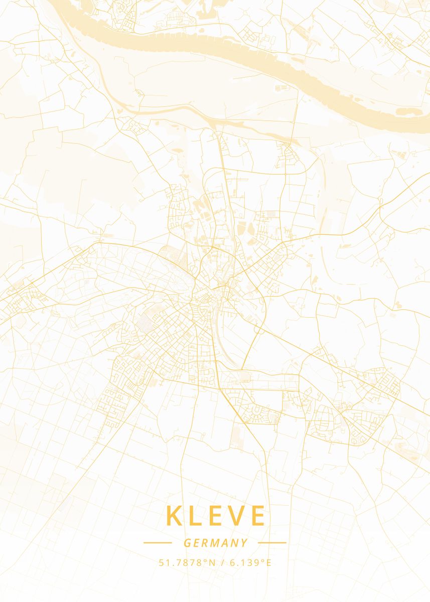 'Kleve Germany' Poster, picture, metal print, paint by Designer Map Art ...