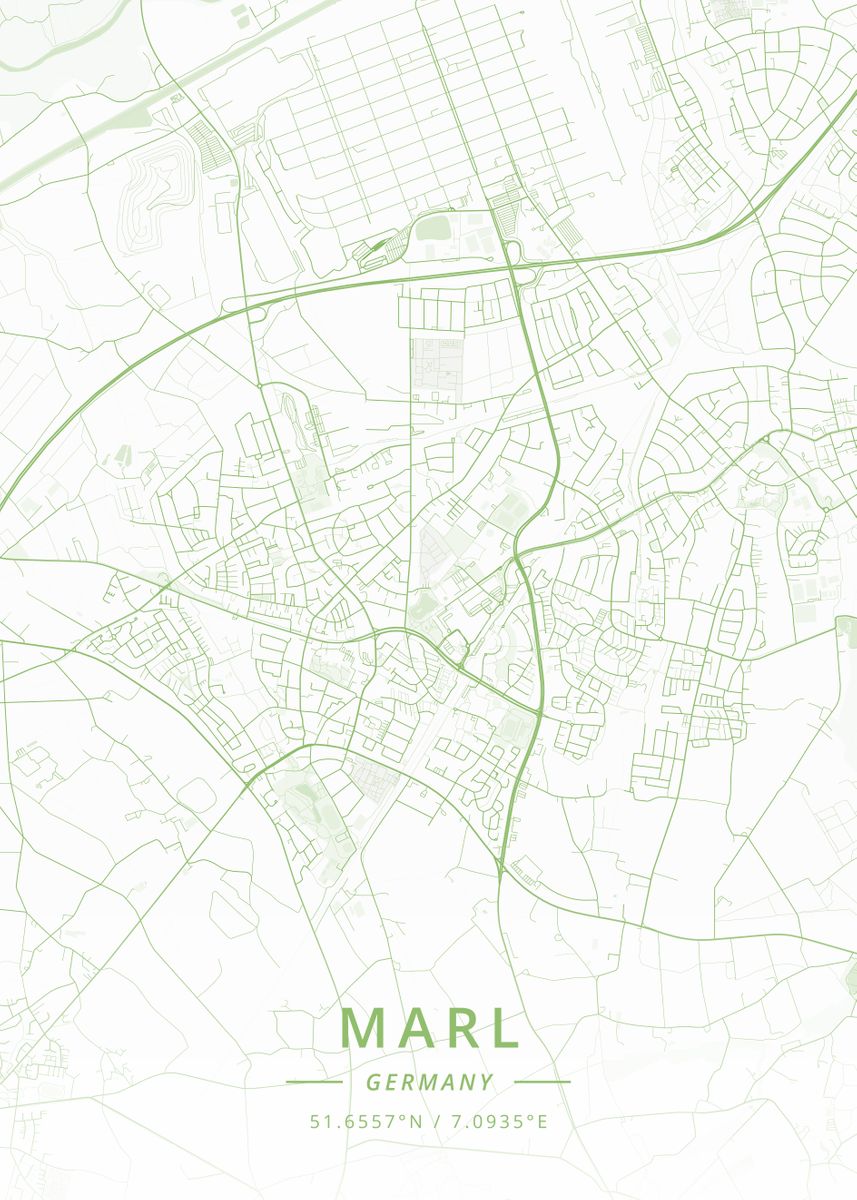 'Marl Germany' Poster, picture, metal print, paint by Designer Map Art ...