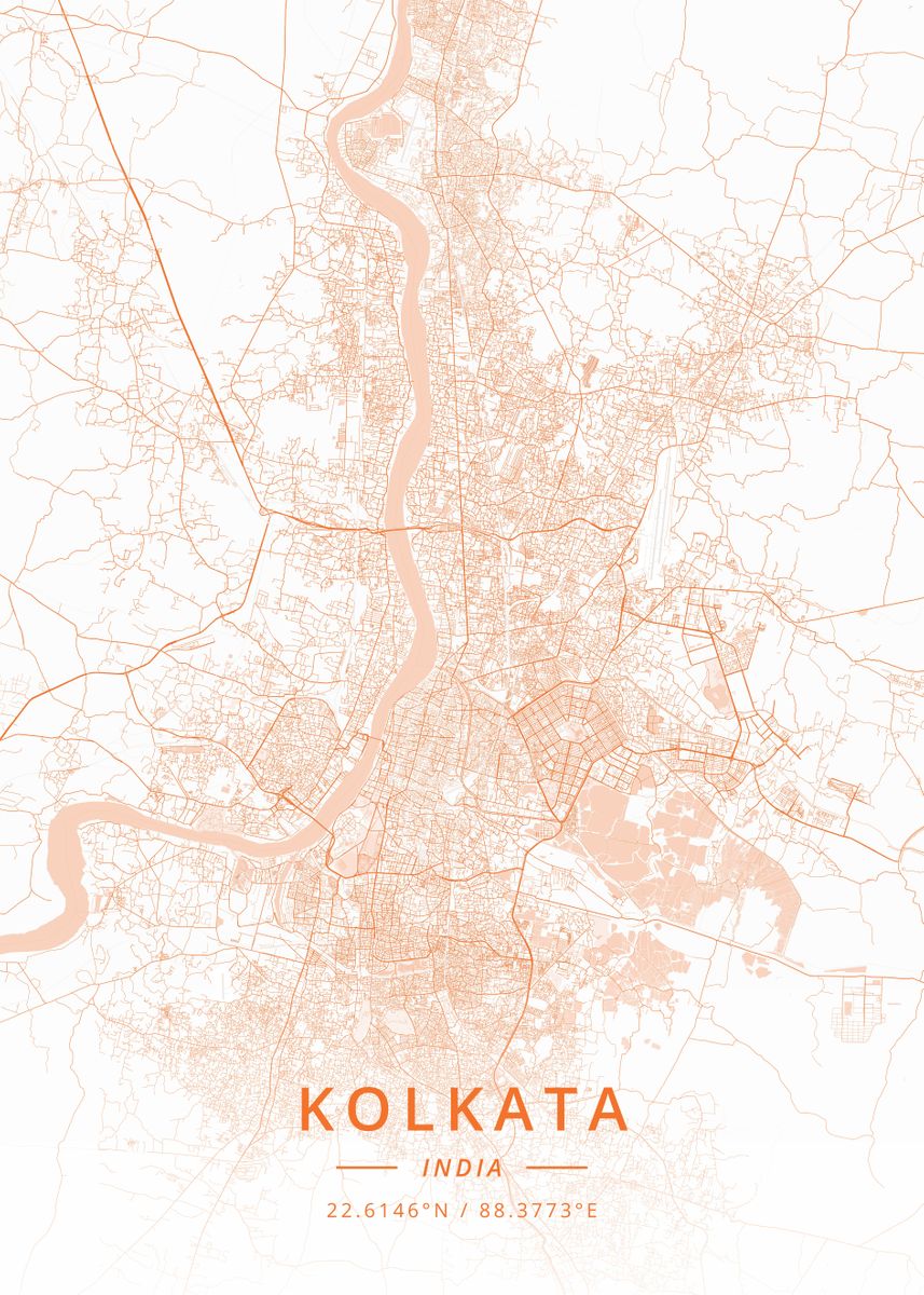 'Kolkata India' Poster, picture, metal print, paint by Designer Map Art ...