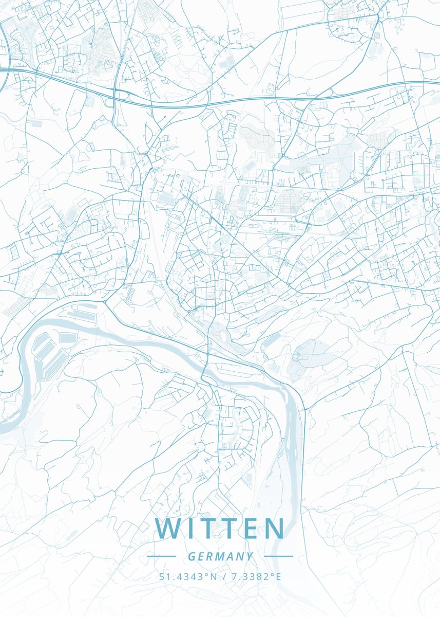 'Witten Germany' Poster, picture, metal print, paint by Designer Map ...