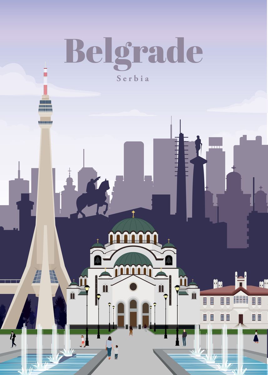 'Travel to Belgrade' Poster, picture, metal print, paint by Studio 324 ...
