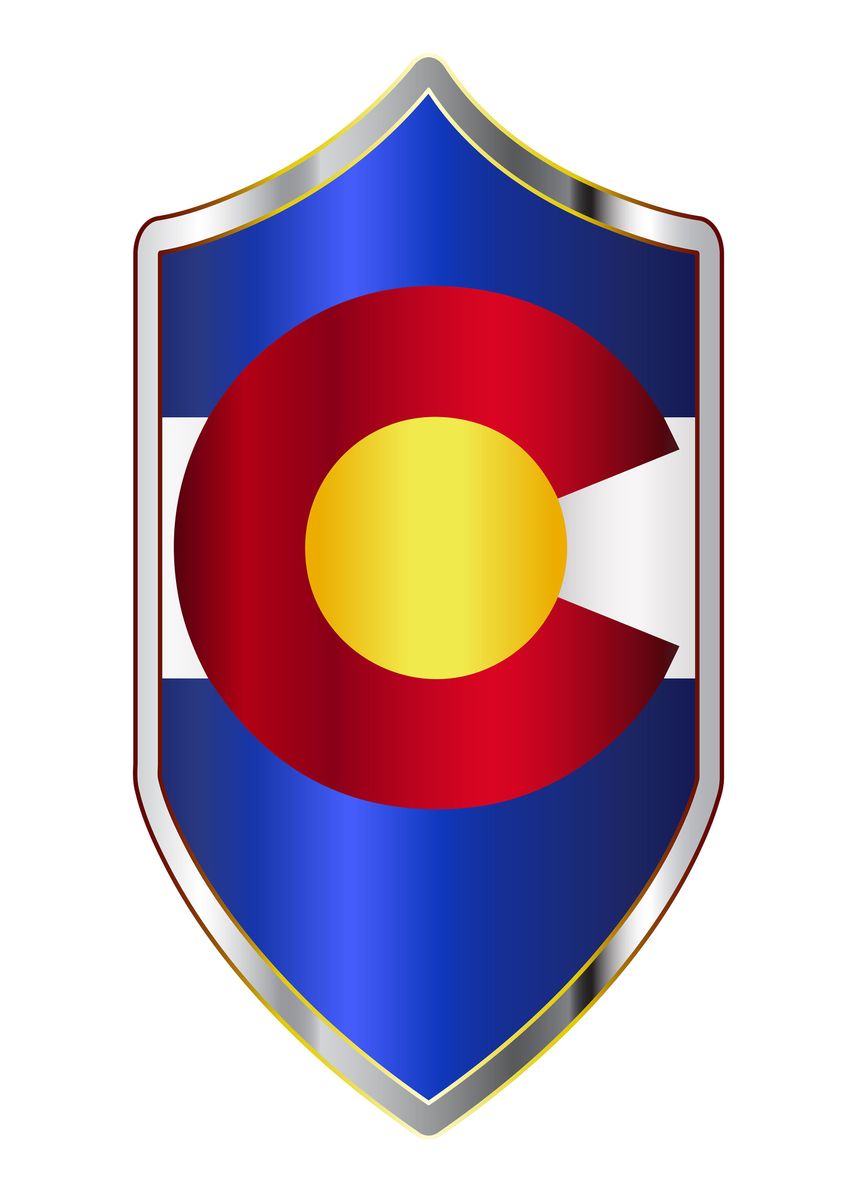 'Colorado Flag On Shield' Poster, picture, metal print, paint by ...