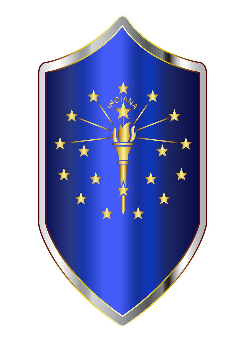 'Indiana Flag On Shield' Poster by HomeStead Digital | Displate