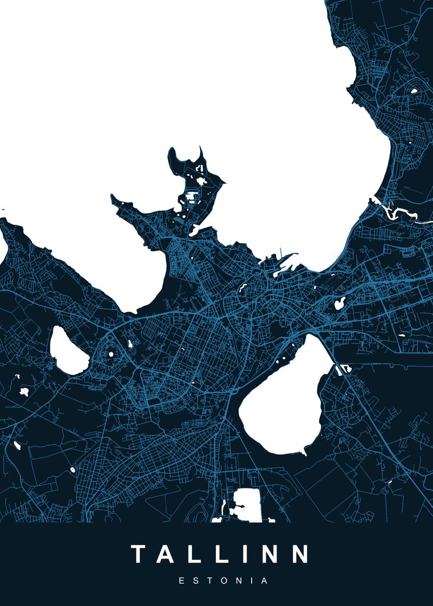 'TALLINN Map ESTONIA ' Poster, picture, metal print, paint by UrbanMaps ...