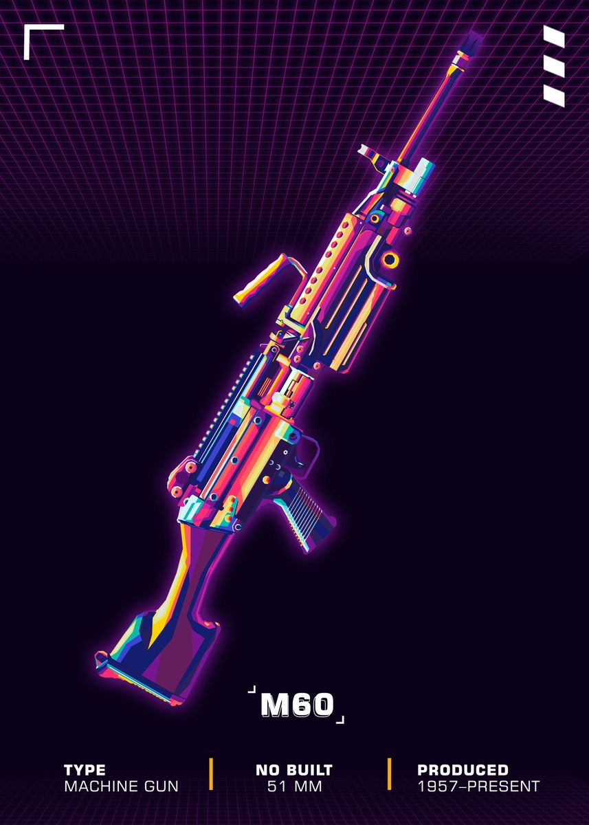 'M60 Machine Gun' Poster, picture, metal print, paint by Aliigal ...