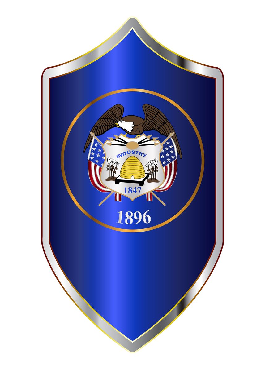 'Utah Flag On Shield' Poster, picture, metal print, paint by HomeStead ...