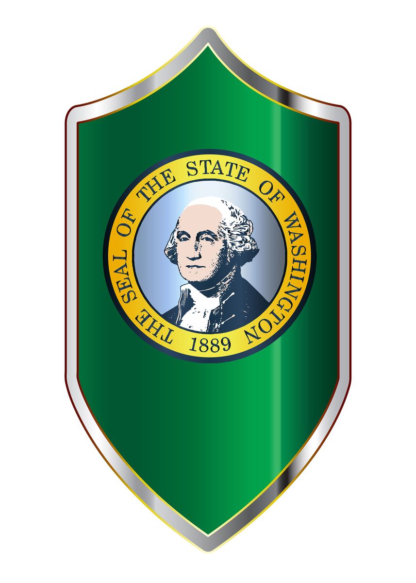 'Washington Flag On Shield' Poster, picture, metal print, paint by ...