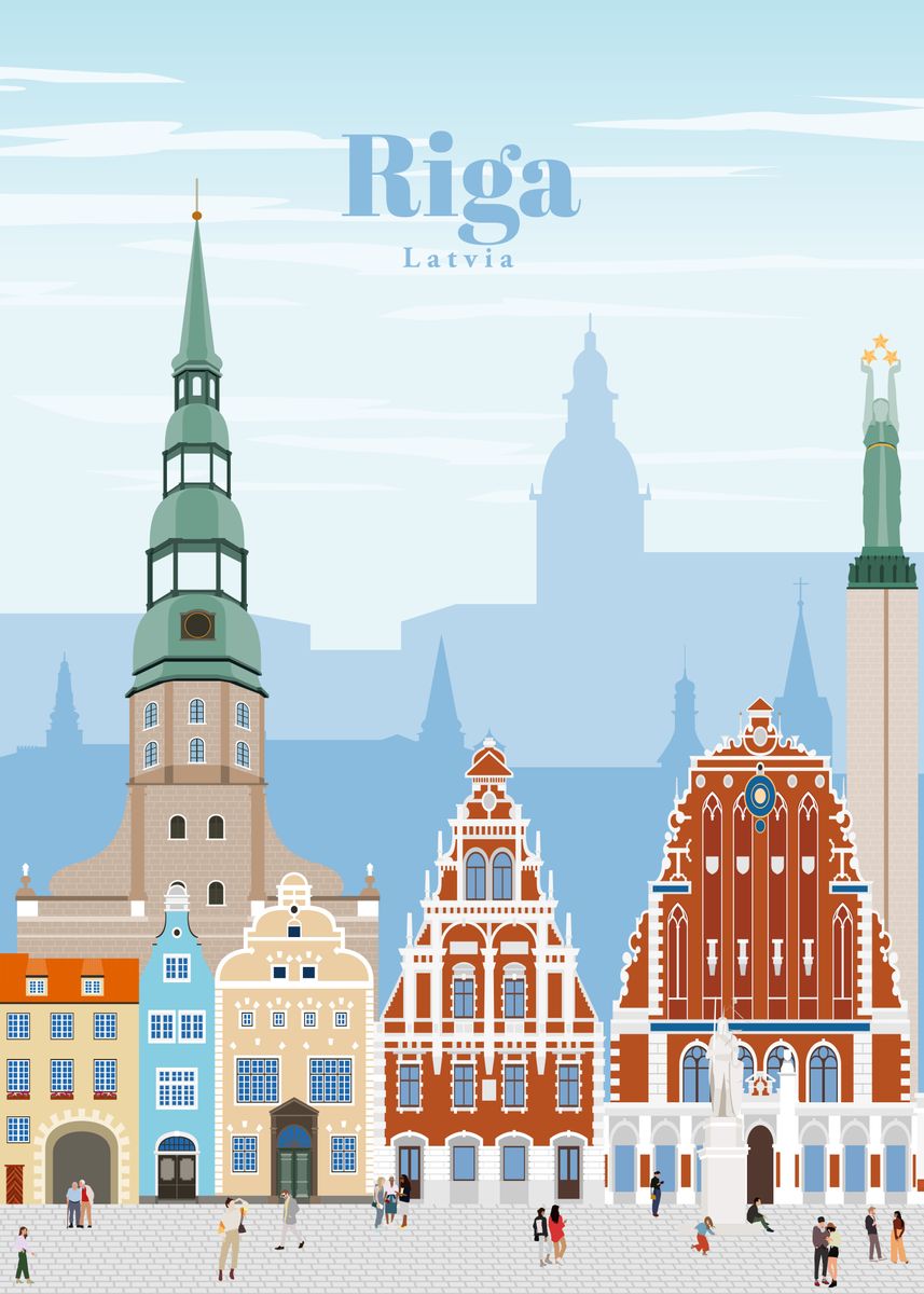 'Travel to Riga' Poster, picture, metal print, paint by Studio 324 ...