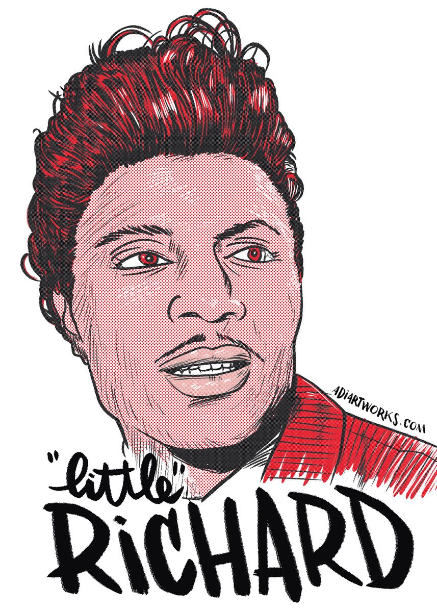 'Little Richard' Poster, picture, metal print, paint by Adi | Displate