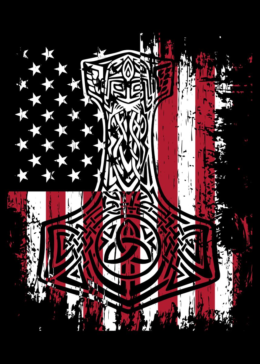 'American Thor Mjolnir' Poster, picture, metal print, paint by Richard ...