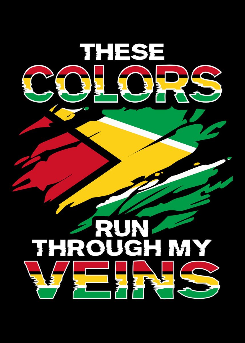 'Guyana Flag Guyanese' Poster, picture, metal print, paint by Michael ...