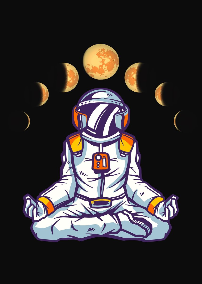 'Astronaut yoga pose ' Poster, picture, metal print, paint by Simon ...
