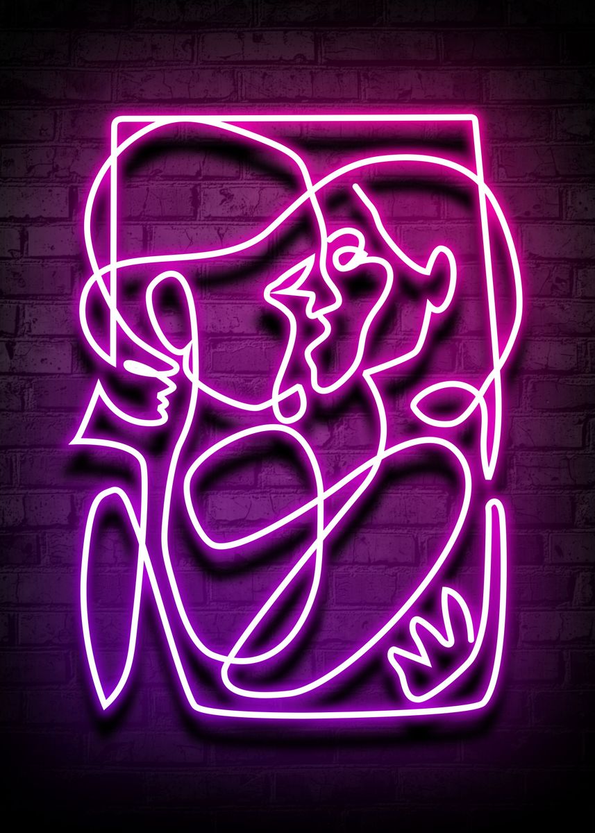 'First Kiss' Poster, picture, metal print, paint by Rio Josia | Displate