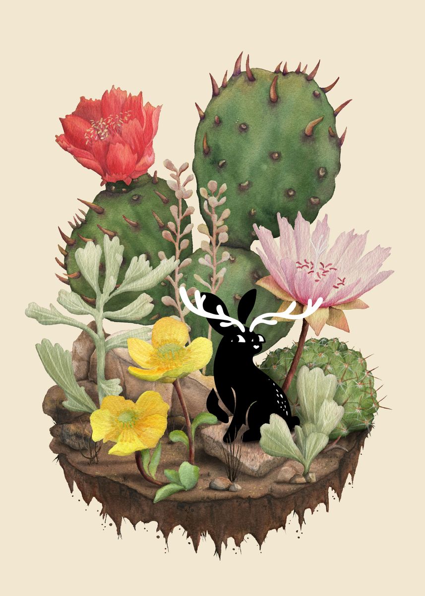 'Tiny Jackalope' Poster, picture, metal print, paint by littleclyde ...