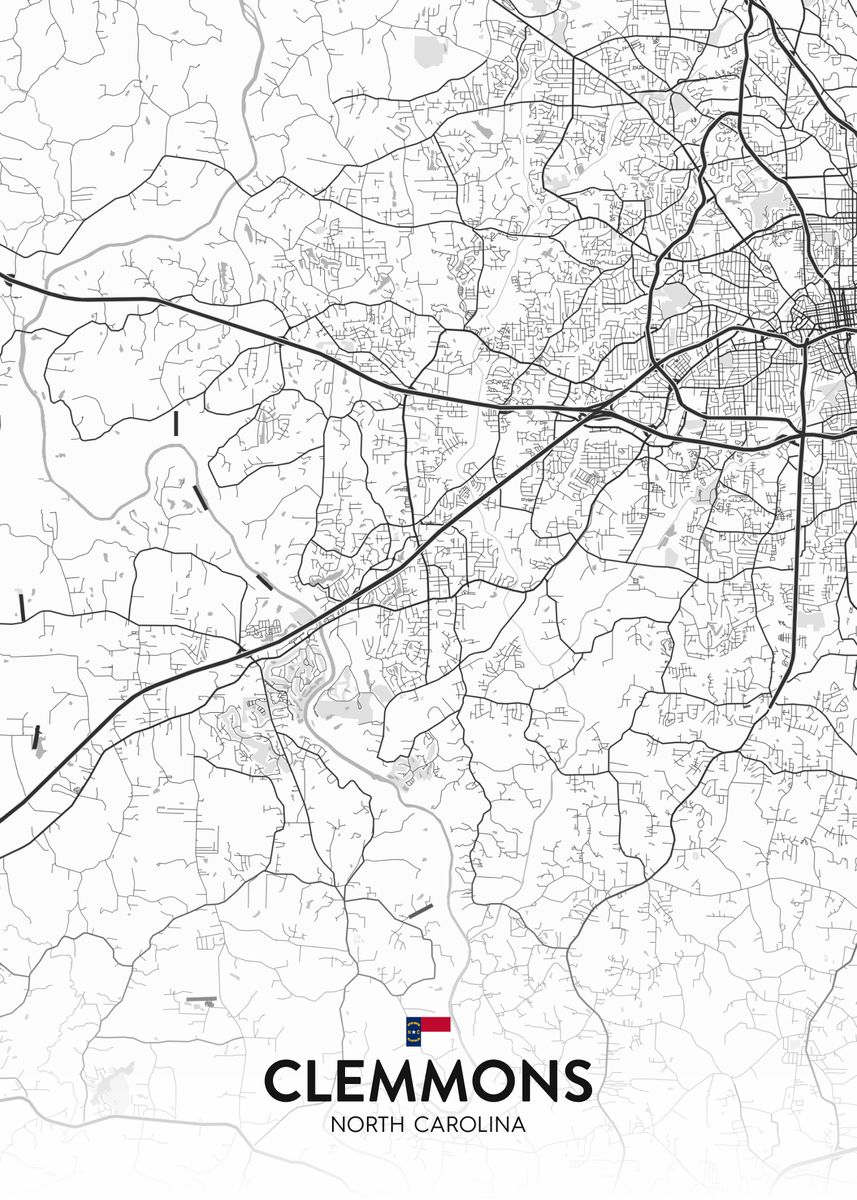 'Clemmons NC' Poster, picture, metal print, paint by IMR Designs | Displate