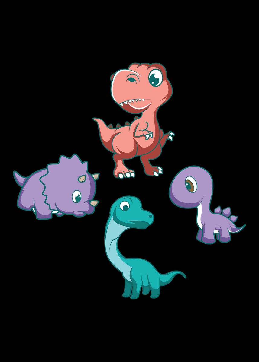 'Dinos Cute Dinosaur Nerd G' Poster by Powdertoastman | Displate