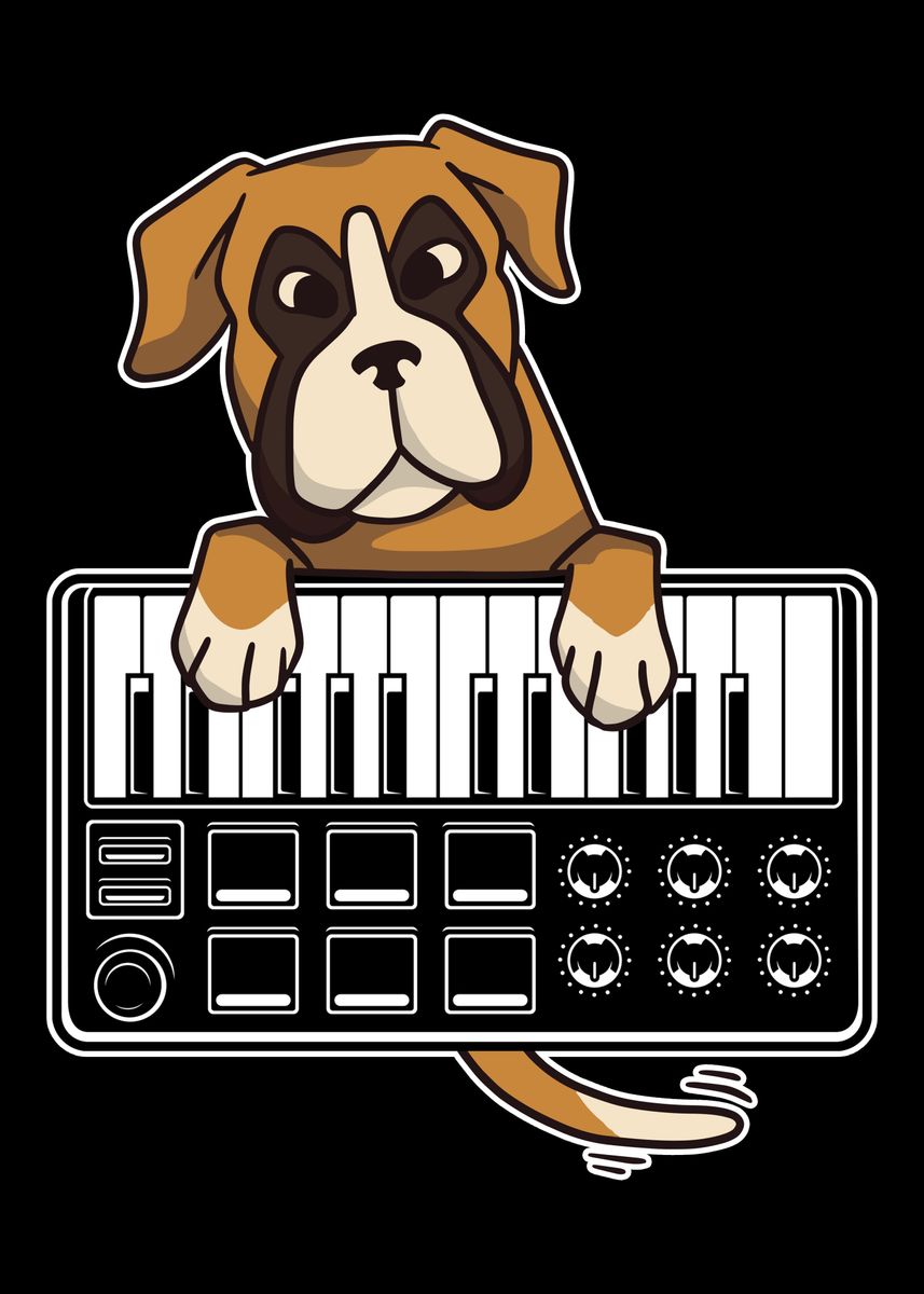 'Modular Synthesizer Dog' Poster, picture, metal print, paint by professionaldesigns | Displate