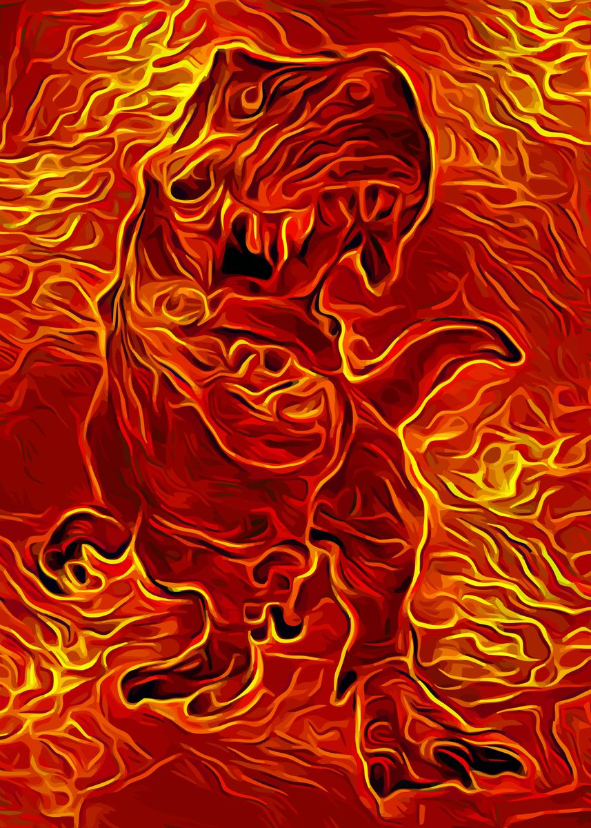 'T Rex Flaming' Poster, picture, metal print, paint by MasterHead ...