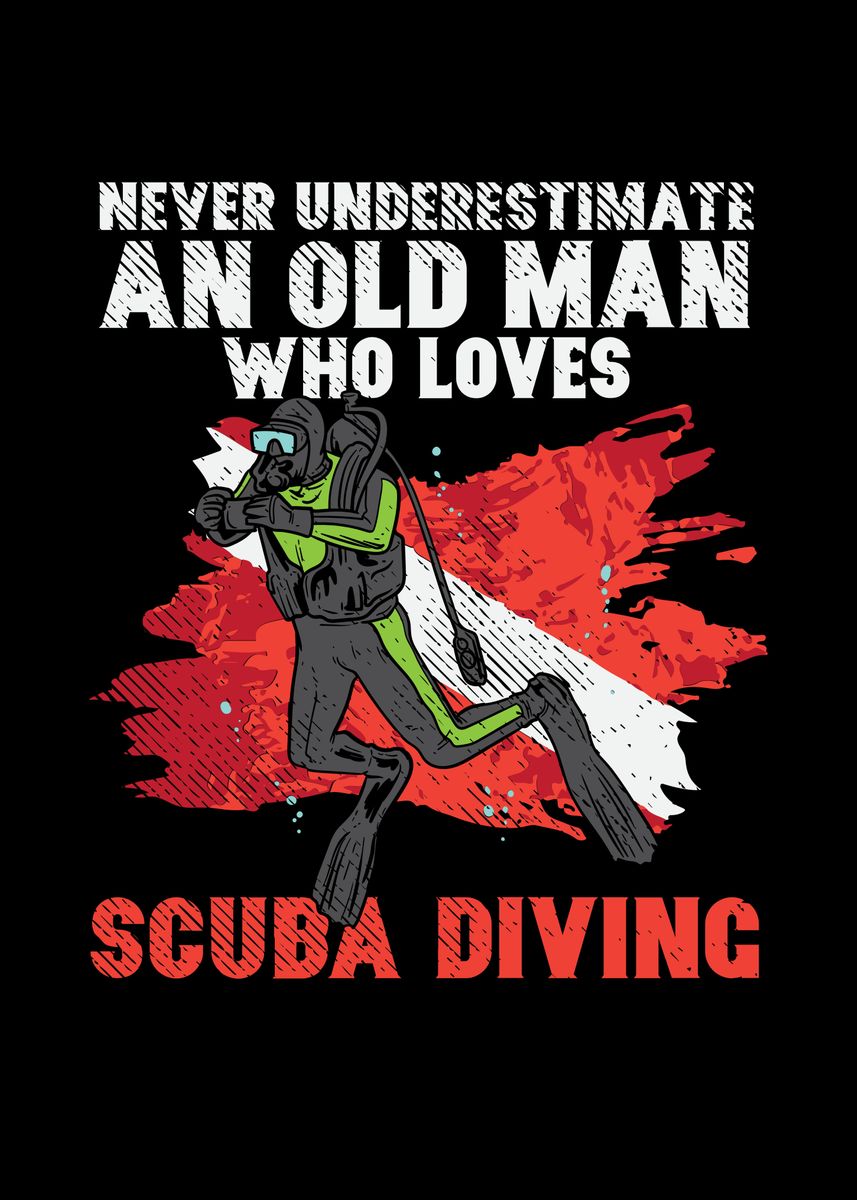 'Old Man Diver Diving' Poster by Shiva121 | Displate