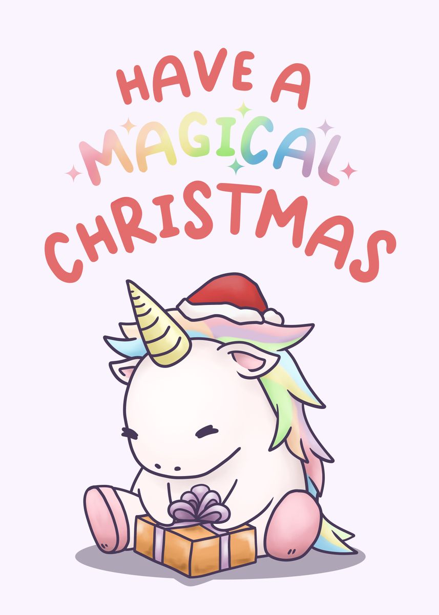 'Magical Christmas Unicorn' Poster, picture, metal print, paint by ...