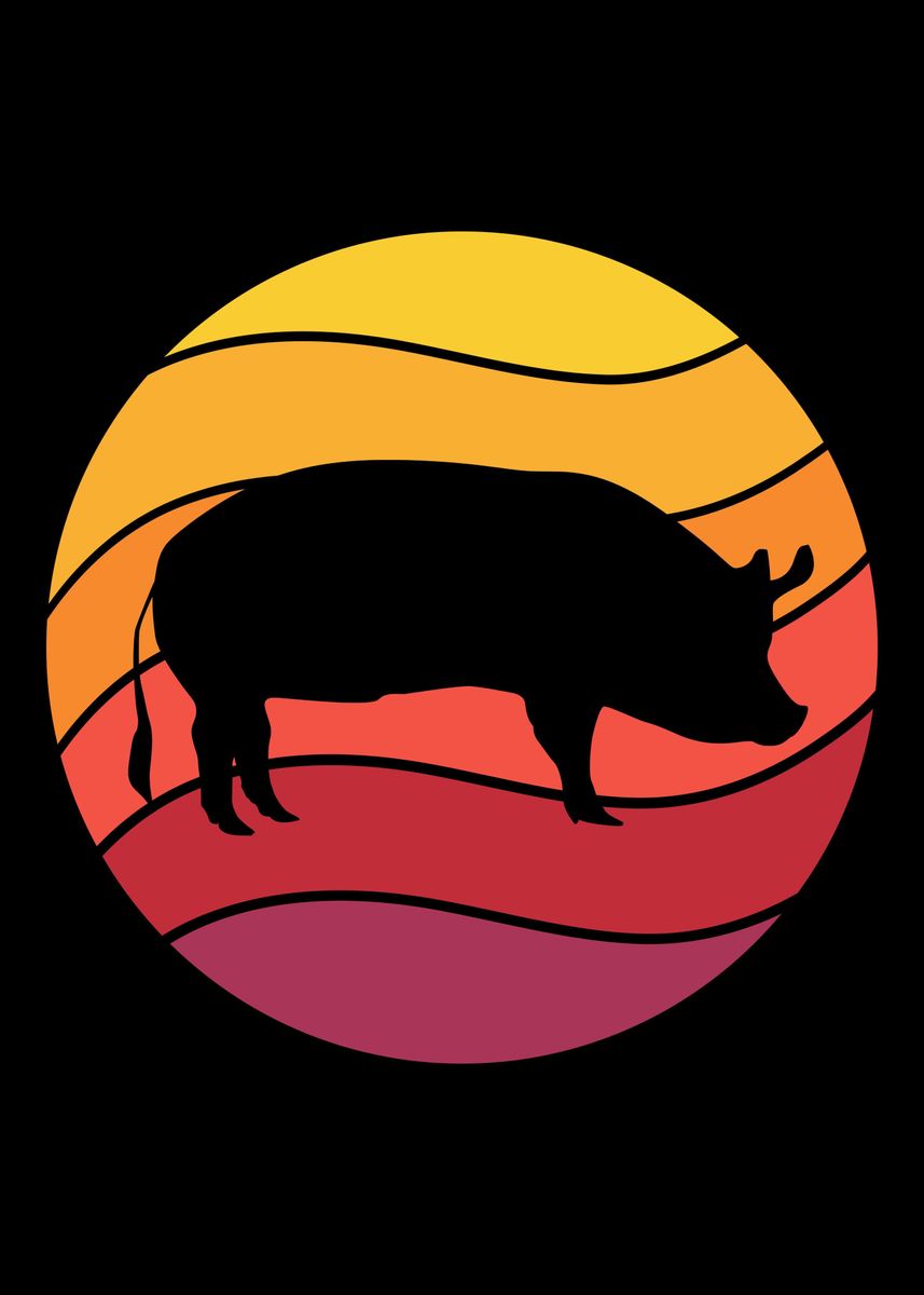 'Pig Retro Vintage' Poster, picture, metal print, paint by royalsigns ...