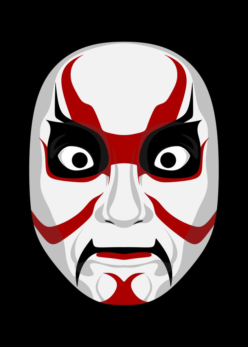 'Kabuki Mask 2' Poster, picture, metal print, paint by Josh B | Displate