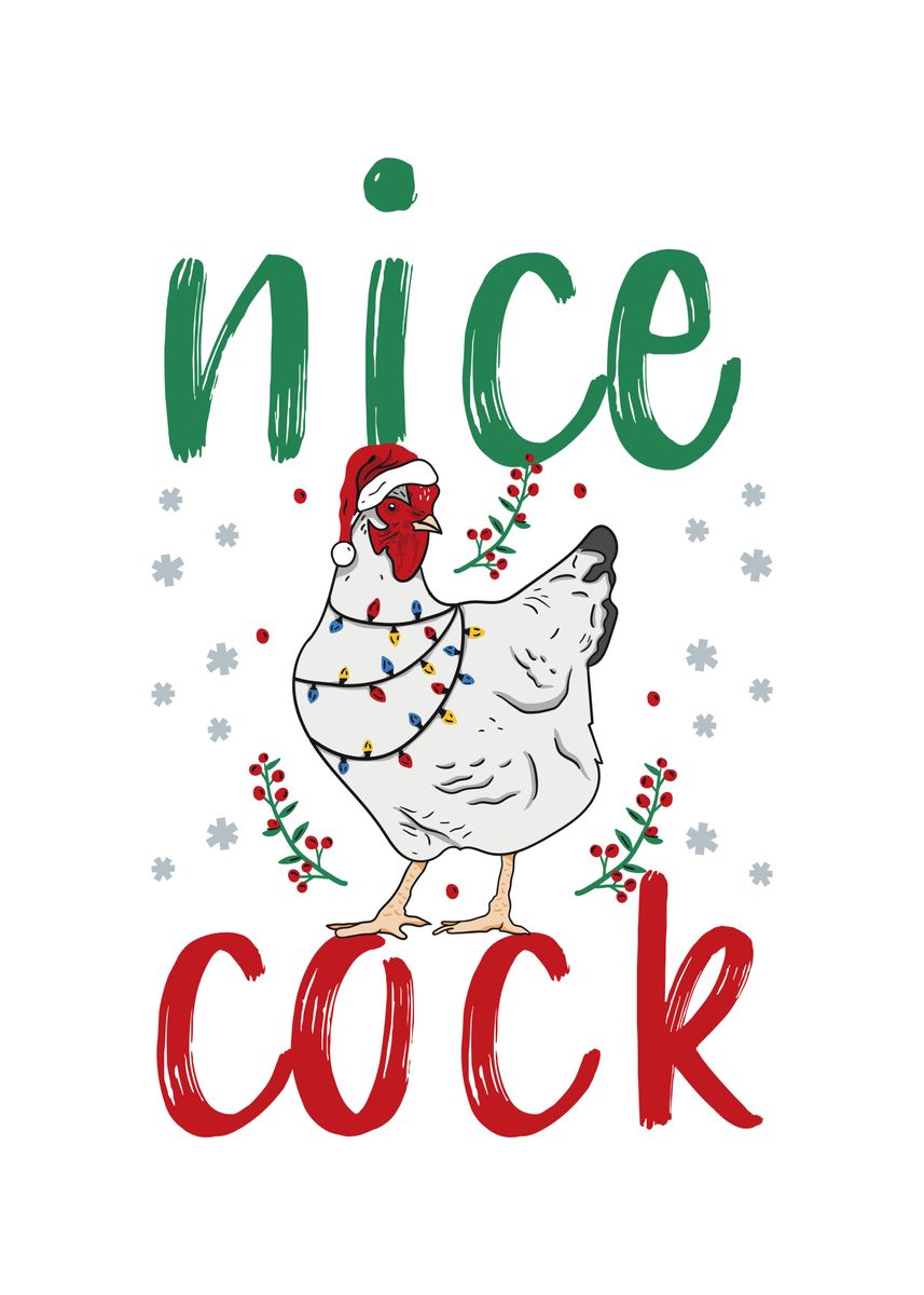 'Funny Chicken Christmas' Poster, picture, metal print, paint by Phil ...