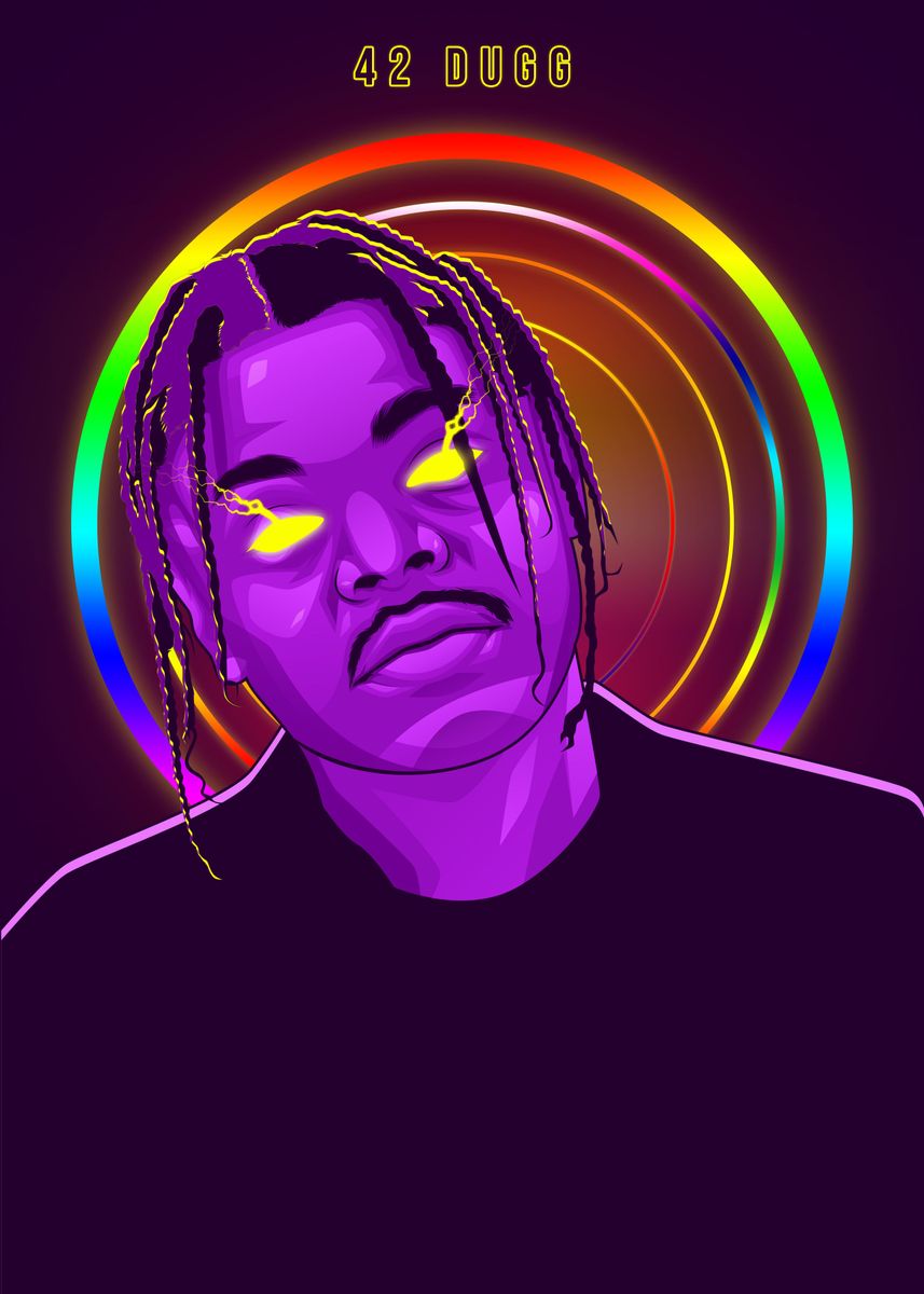 '42 Dugg Neon Rapper' Poster by Remang Remang | Displate
