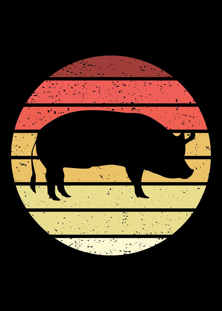 'Pig Retro Vintage' Poster, picture, metal print, paint by royalsigns ...