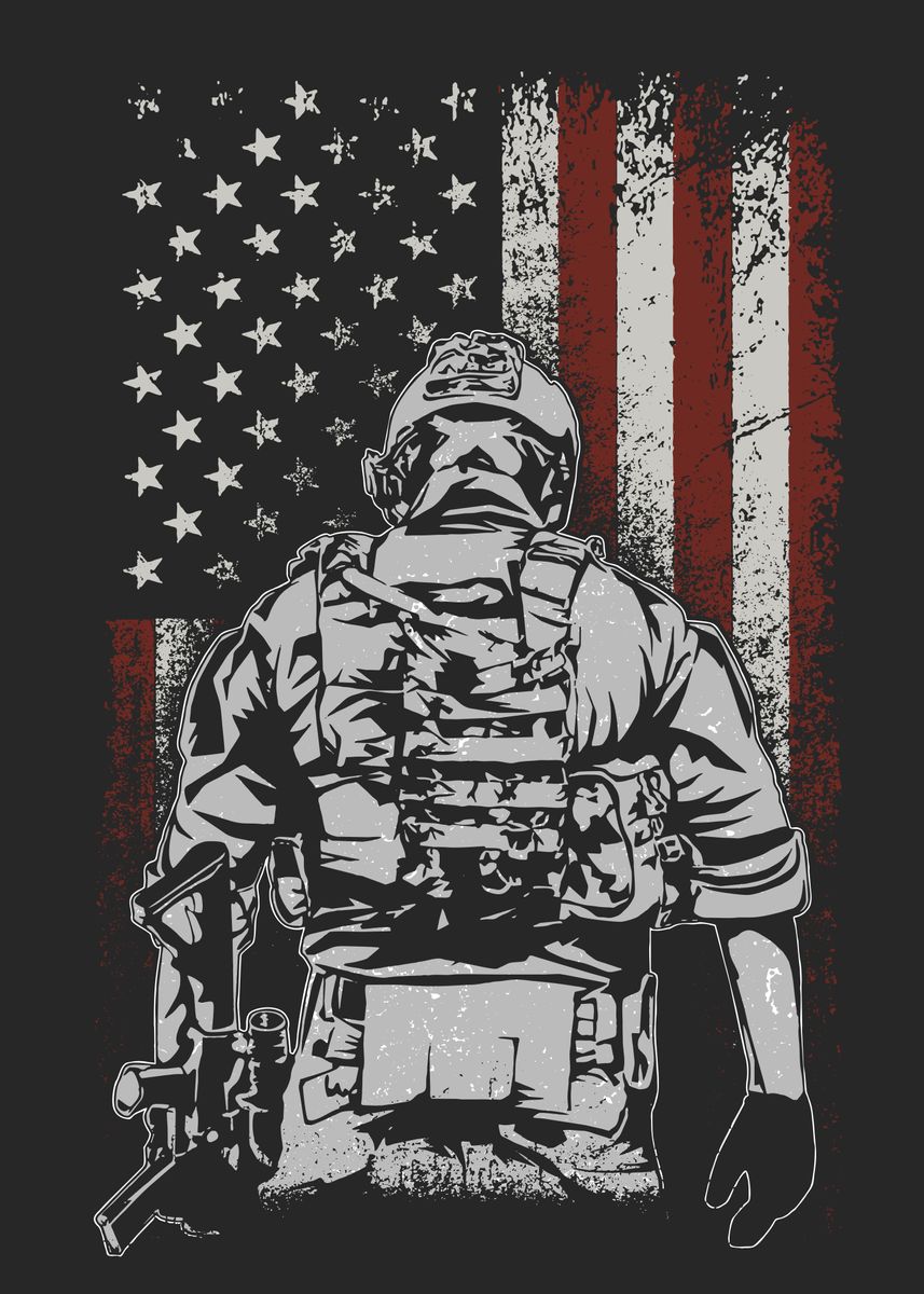 'American Soldier' Poster, picture, metal print, paint by dkDesign ...