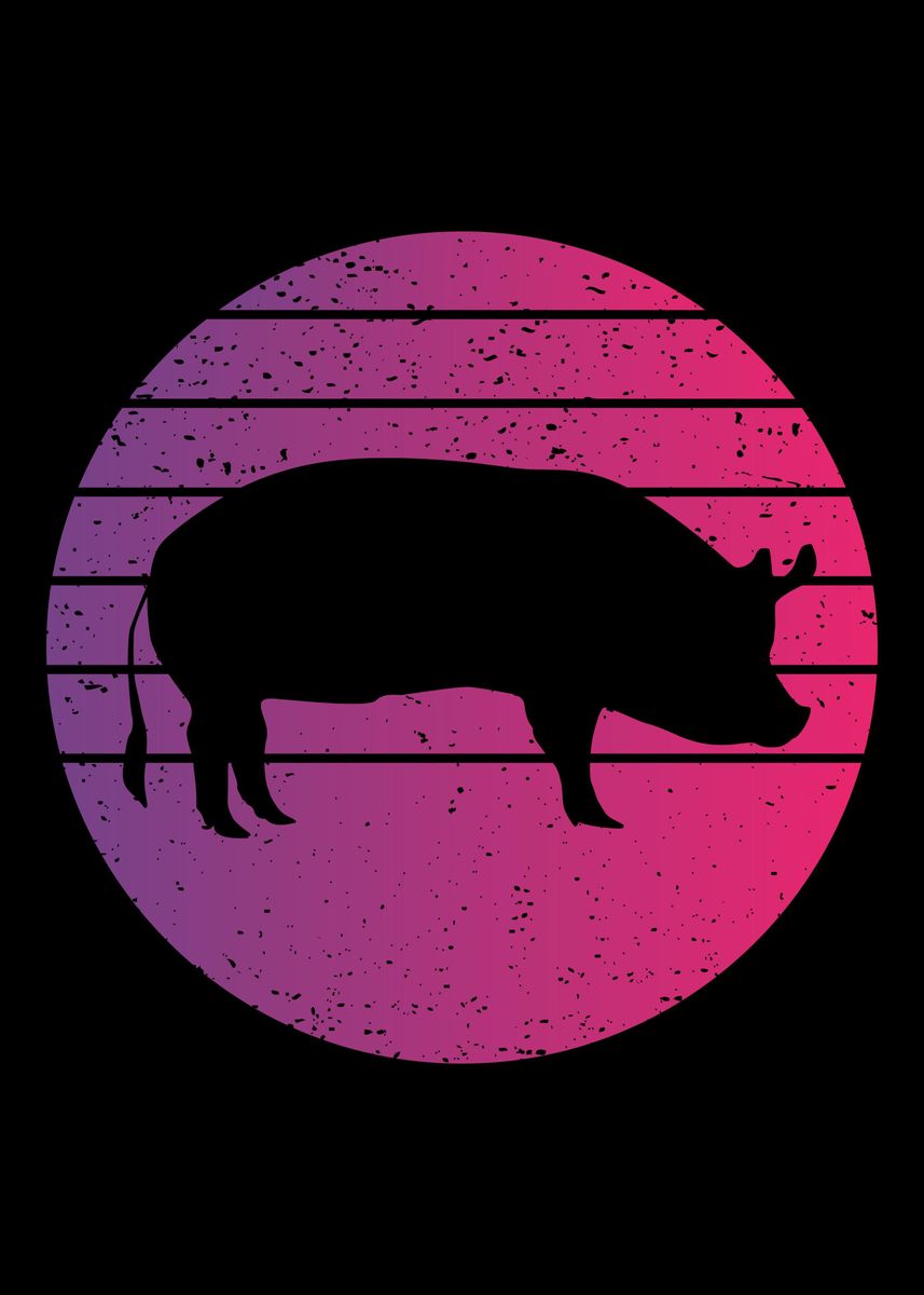 'Pig Retro Vintage' Poster, picture, metal print, paint by royalsigns ...