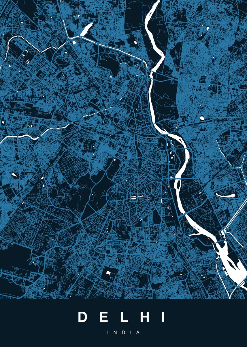 'DELHI Map INDIA' Poster, picture, metal print, paint by UrbanMaps ...