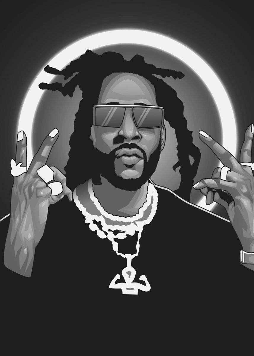 '2 Chainz Grayscale' Poster, picture, metal print, paint by Colorize ...