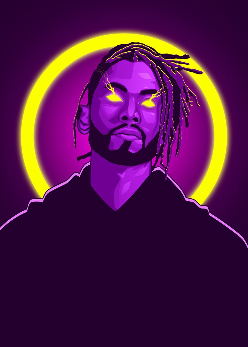 'Miguel Neon Rapper' Poster, picture, metal print, paint by Colorize ...