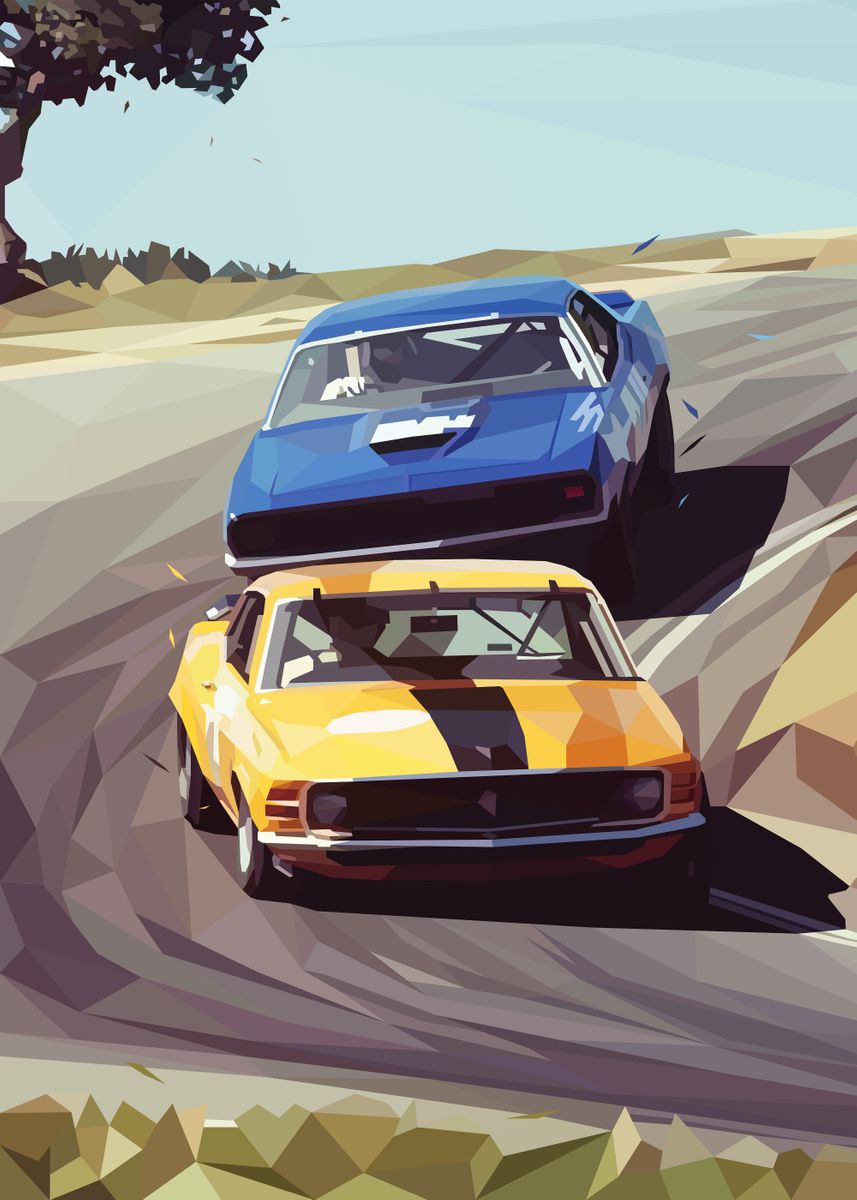 'Classic Car Racing' Poster, picture, metal print, paint by pxlG | Displate